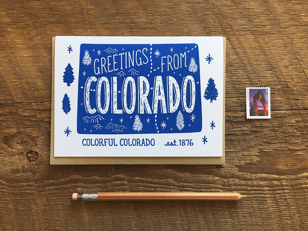 Colorado Greeting Card, Greetings From Colorado, A6 Folded Note Card ...