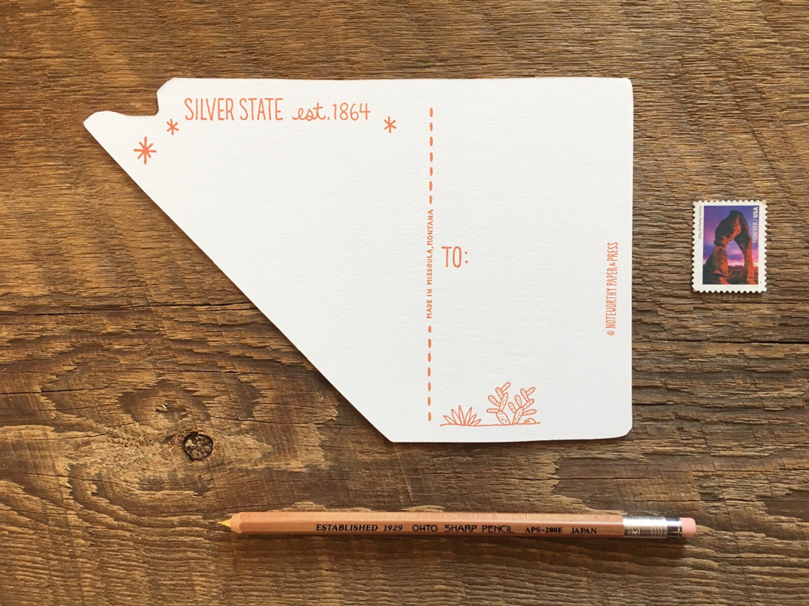 Nevada Postcard, Greetings From Nevada, Die Cut Letterpress State ...