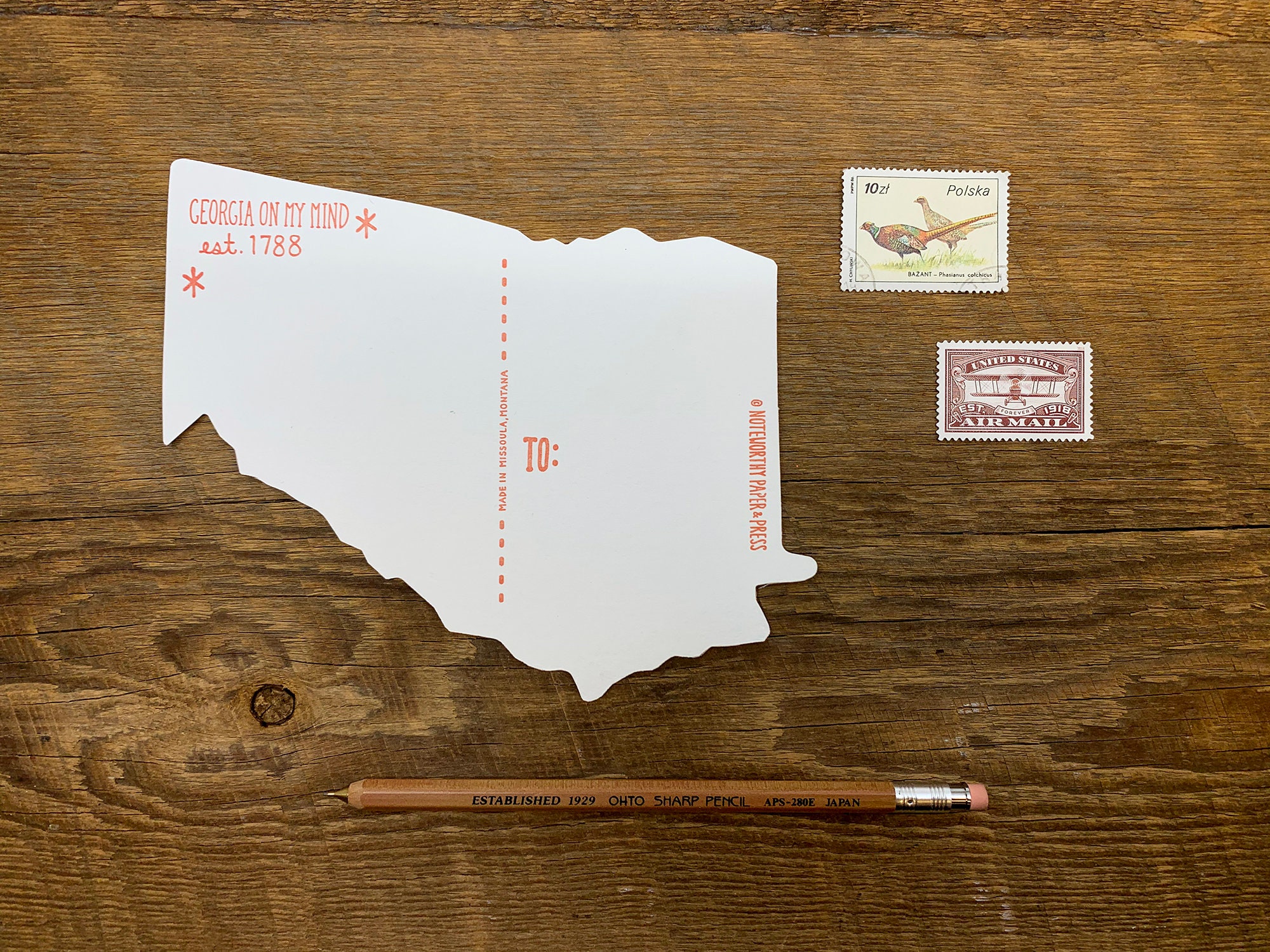 Georgia Postcard Greetings From Georgia Die Cut Letterpress | Etsy