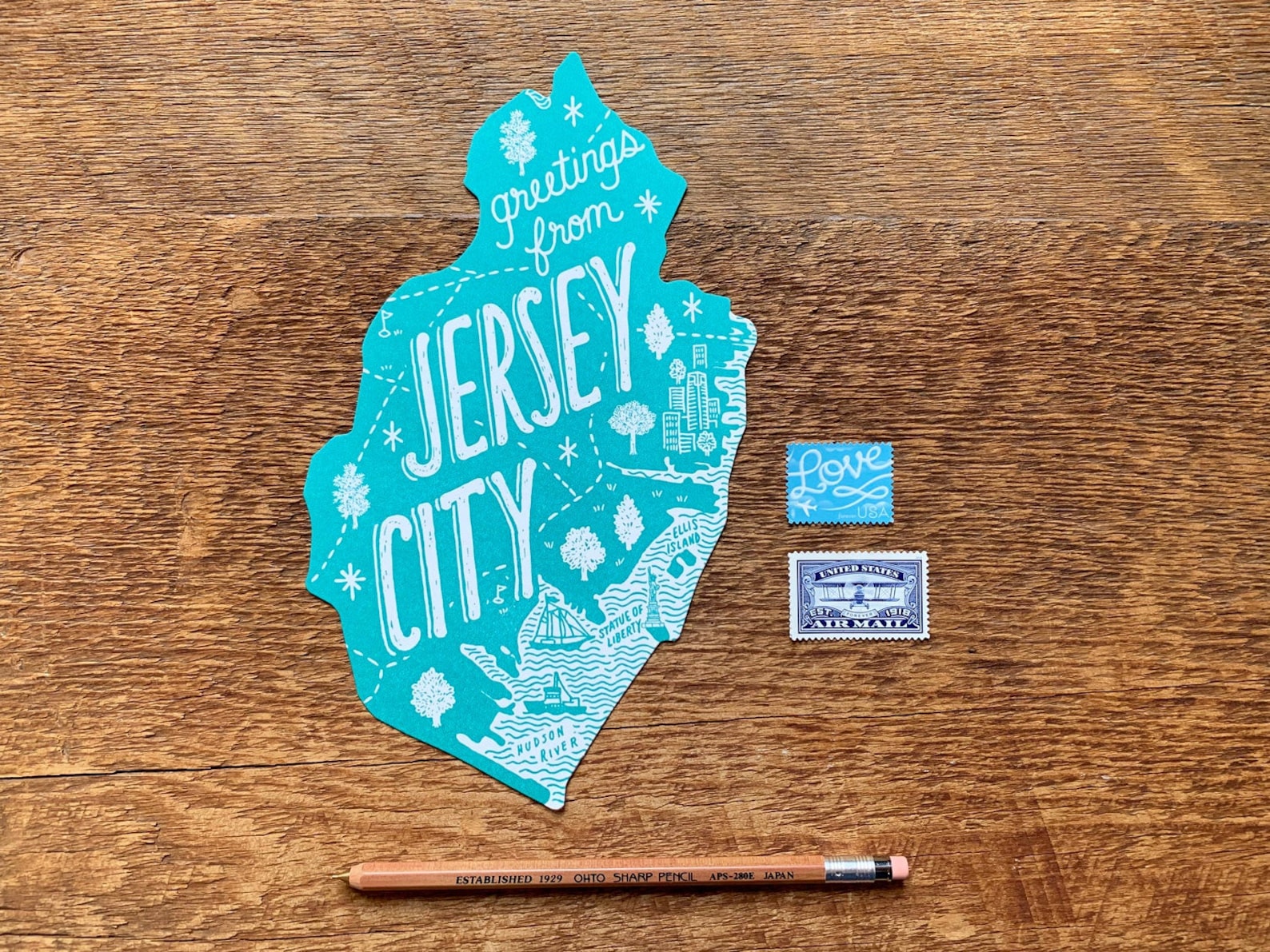 Jersey City Postcard, Greetings From Jersey City, New Jersey, Die Cut ...