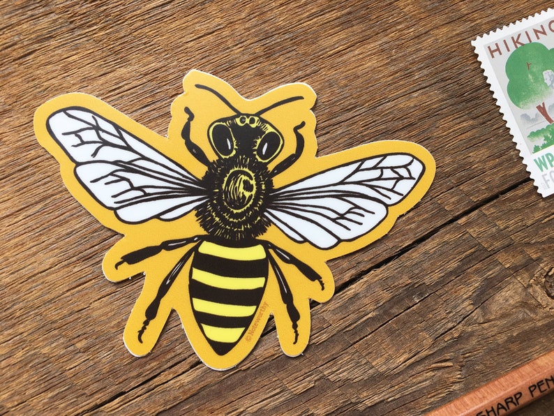 Honey Bee Sticker, Outdoors Sticker, Single Die Cut Vinyl Sticker - Etsy