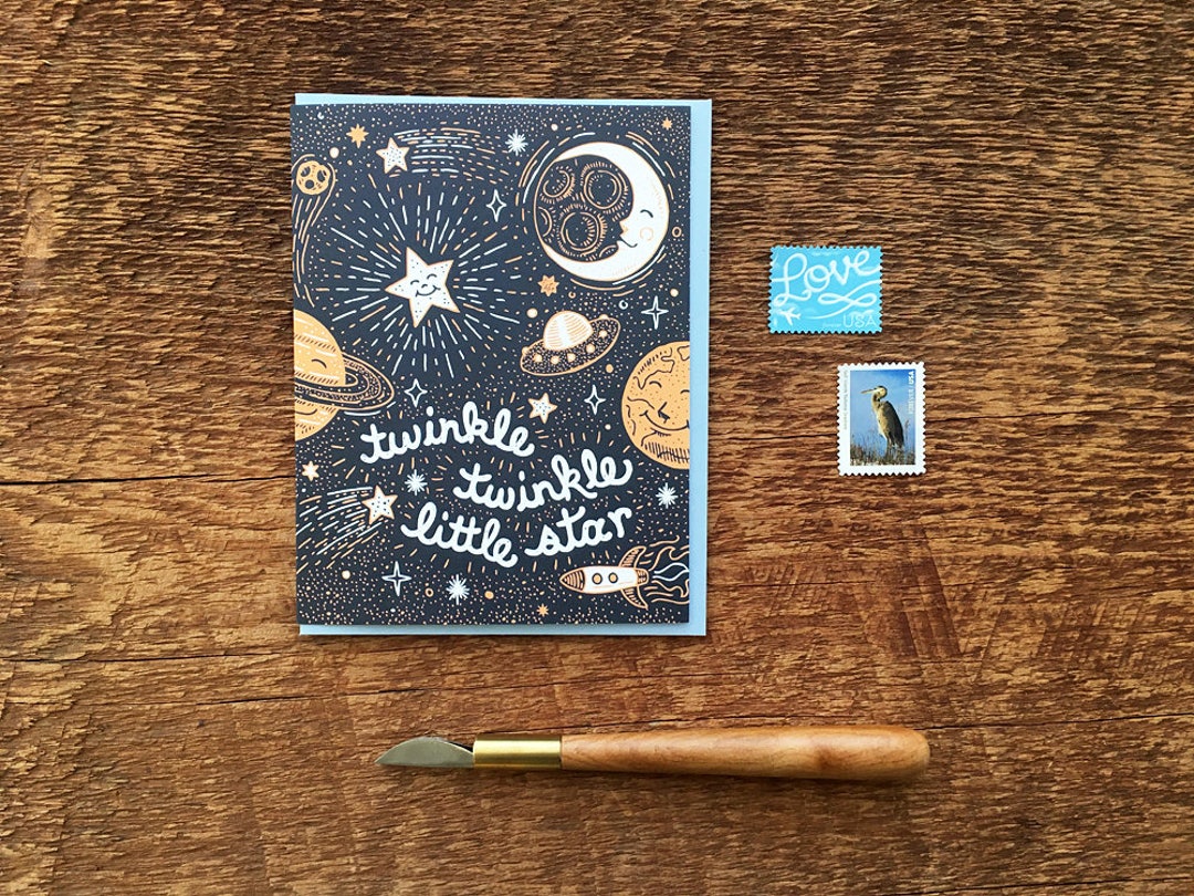 Twinkle Twinkle Baby Card Little Star Baby Card Digitally - Etsy