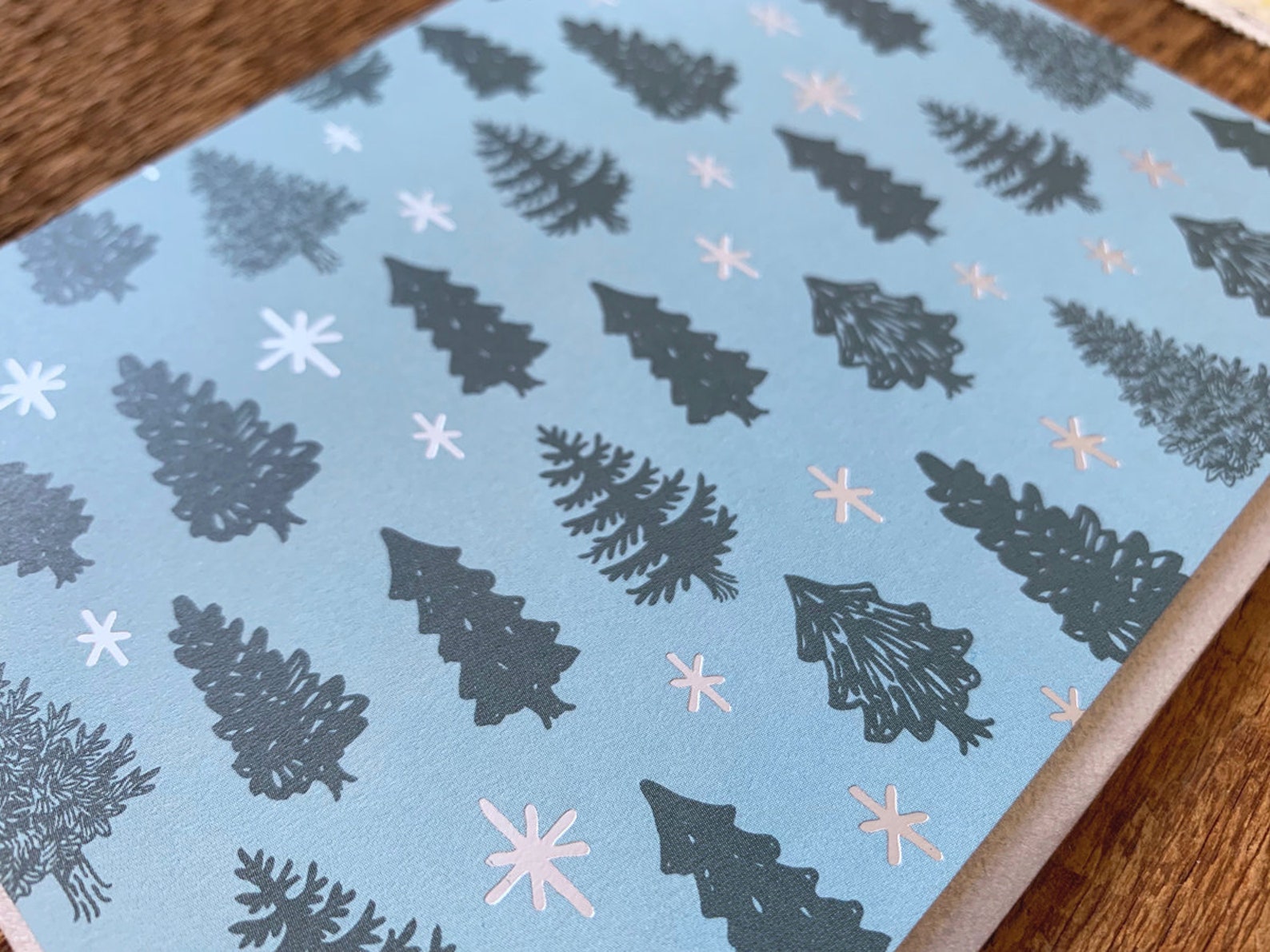 Pine Tree Pattern, Holiday Stationery, Greeting Card, Note Card, Blank ...