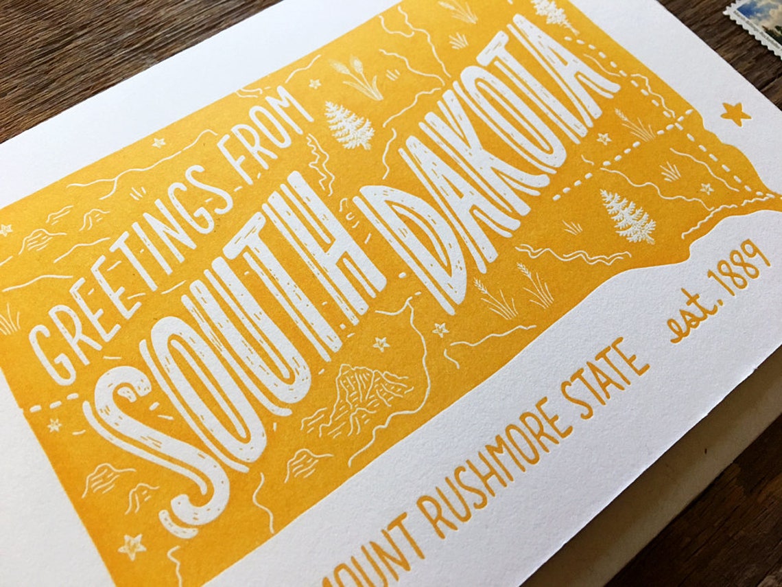 South Dakota Greeting Card Greetings From South Dakota A6 - Etsy