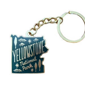 Yellowstone Enamel Keychain, Yellowstone National Park Map Keychain ...