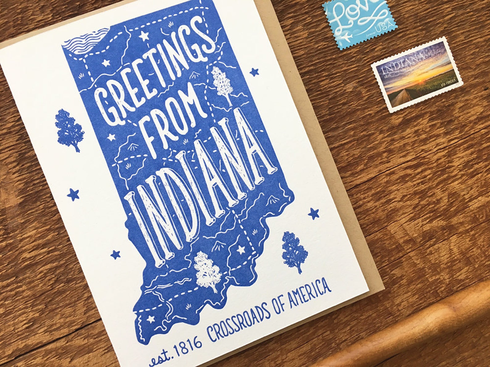 Indiana Greeting Card, Greetings From Indiana, A6 Folded Note Card ...