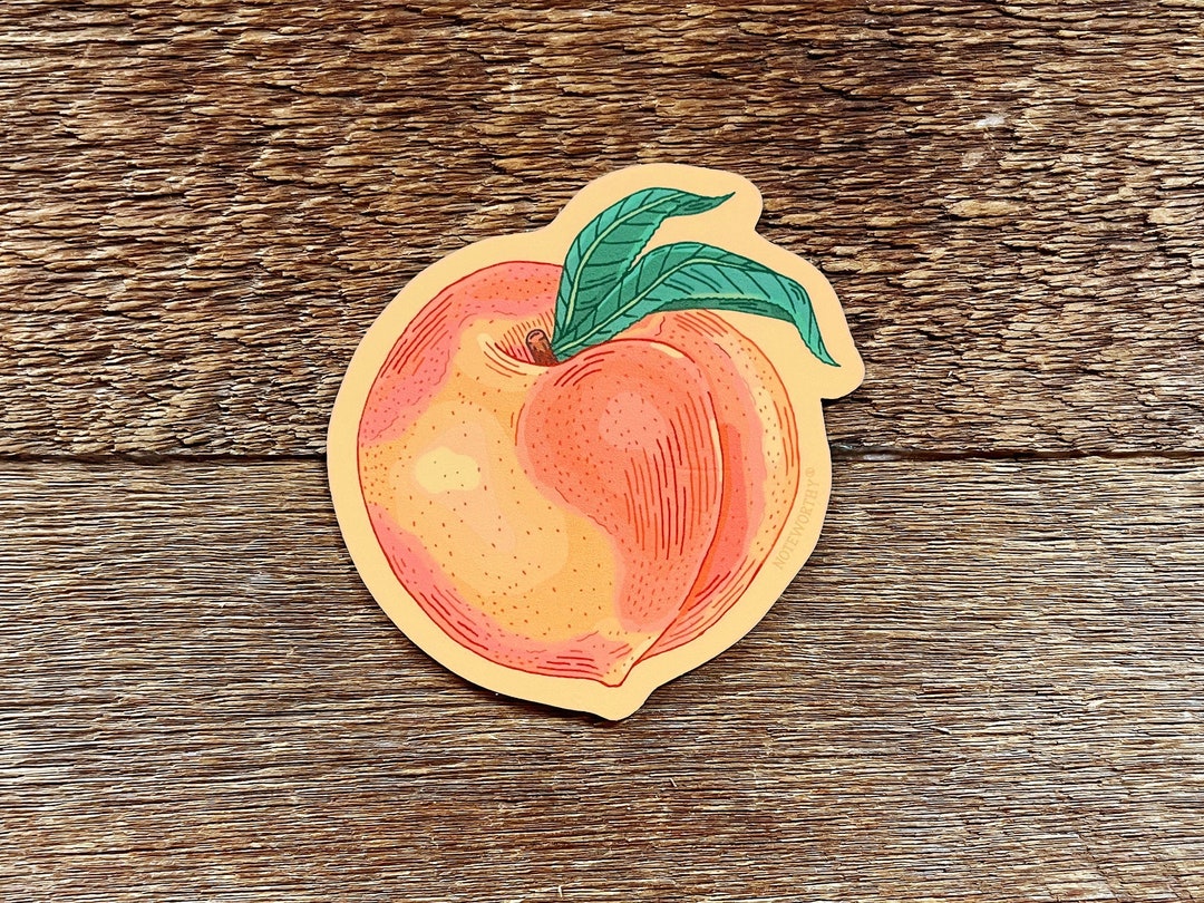 Peach Sticker, Fruit Sticker, Single Die Cut Vinyl Sticker - Etsy