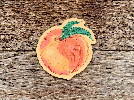 Peach Sticker Fruit Sticker Single Die Cut Vinyl Sticker - Etsy
