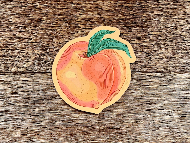 Peach Sticker Fruit Sticker Single Die Cut Vinyl Sticker - Etsy