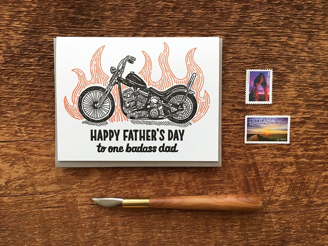 Happy Father's Day, Badass Dad, Motorcycle Dad, Motorcycle and Flames ...