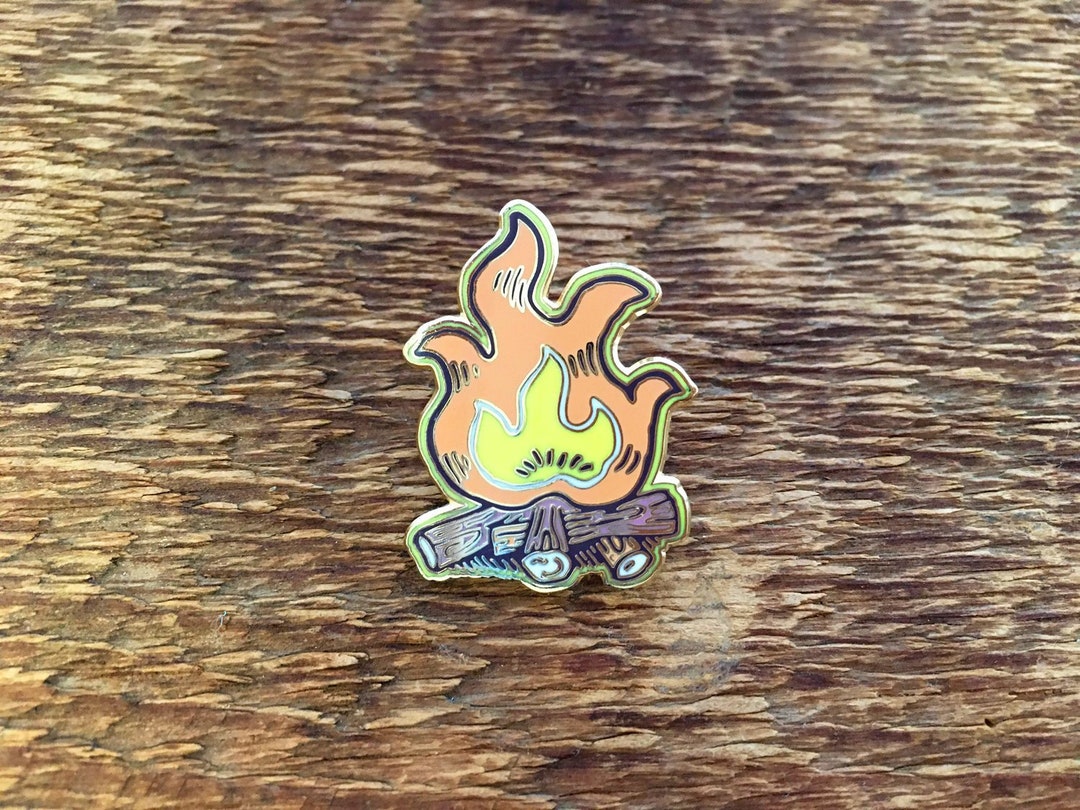 Campfire Enamel Pin, Camping Pin, Single Hard Enamel Pin With Butterfly ...