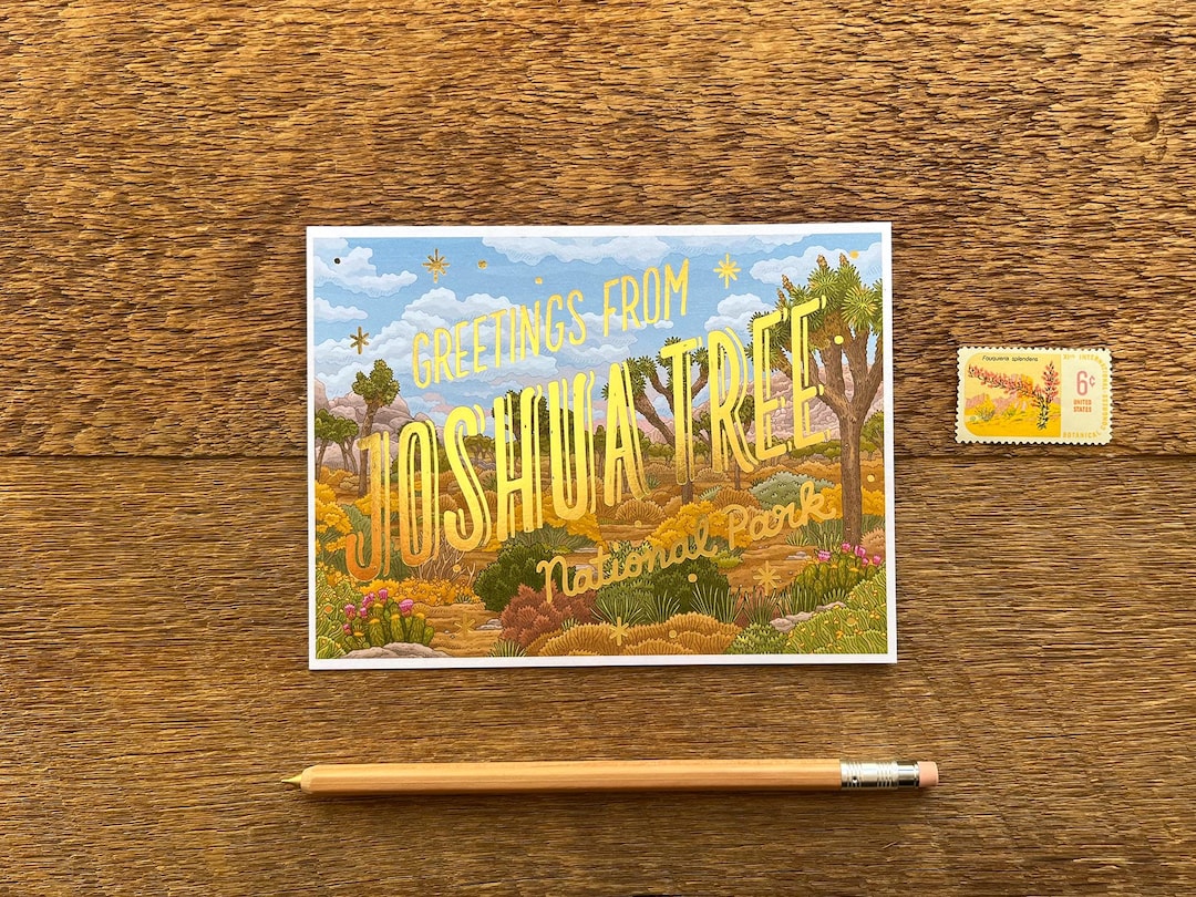 Joshua Tree Foil Postcard, Greetings From Joshua Tree, Single Foil and ...