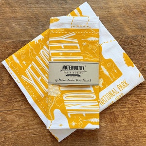Yellowstone Tea Towel, Yellowstone National Park, Single Screen Printed ...