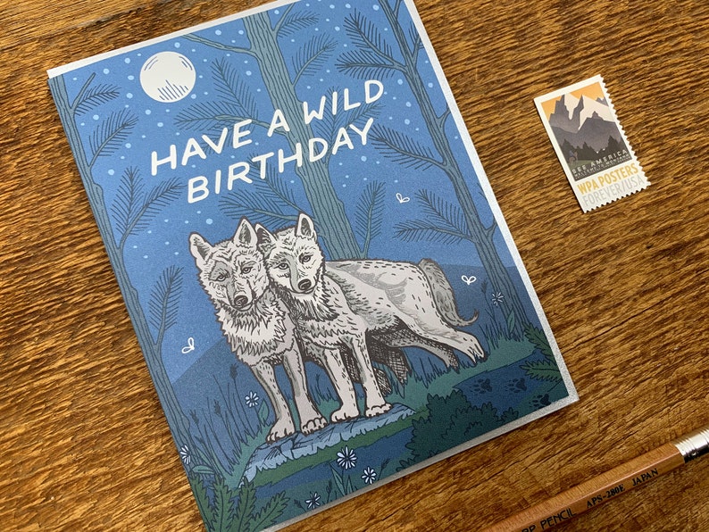 Wild Wolves Birthday Card Wild Birthday Card Foil Printed - Etsy