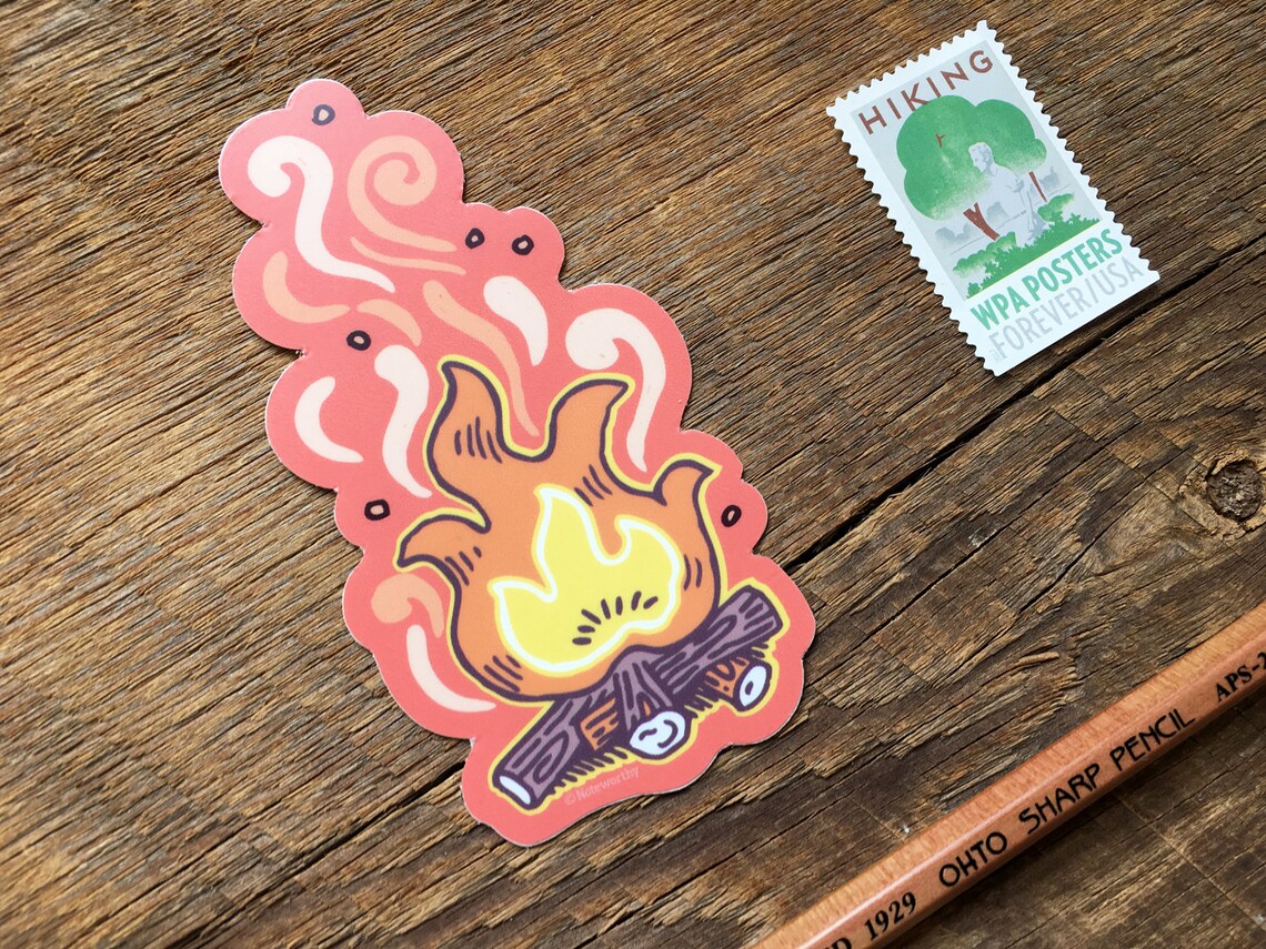 Campfire Sticker Outdoors Sticker Single Die Cut Vinyl - Etsy