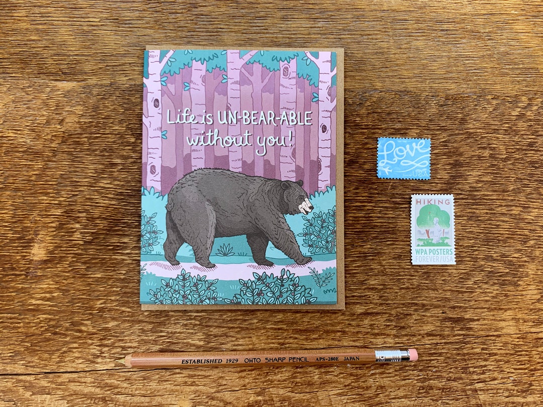 Unbearable Without You Card, Miss You Card, Bear Card, Friendship Card ...