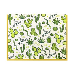 Cactus Desert Pattern Cactus Card Letterpress Folded Note - Etsy