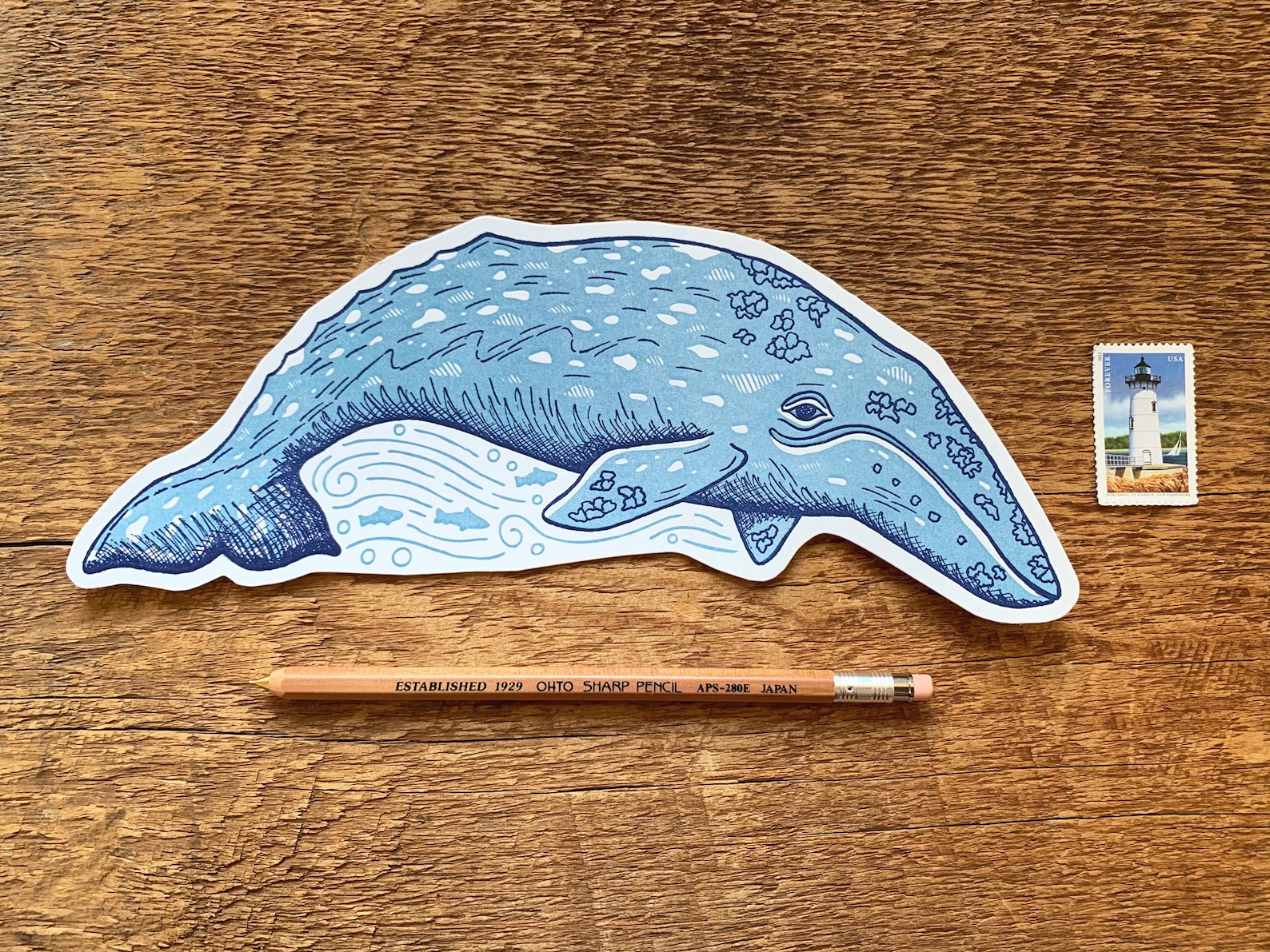 Gray Whale Postcard, Whale Postcard, Die Cut Letterpress Postcard - Etsy