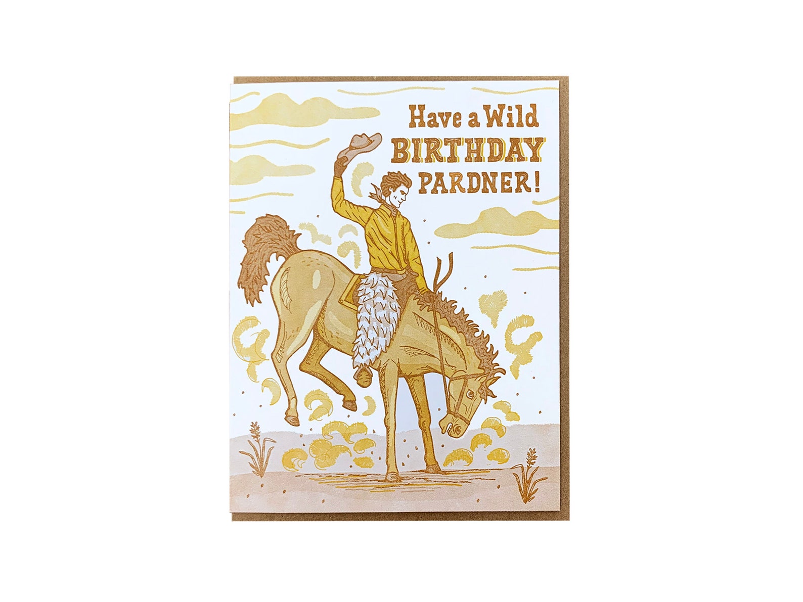 Howdy Pardner, Cowboy Birthday, Birthday Card, Letterpress Folded ...