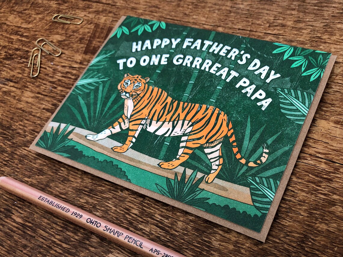 Grrreat Tiger Papa Happy Father's Day Tiger Jungle Card - Etsy