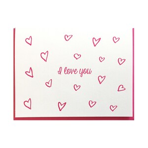I Love You, Hearts, Valentine's Day Card, Love Card, Letterpress ...