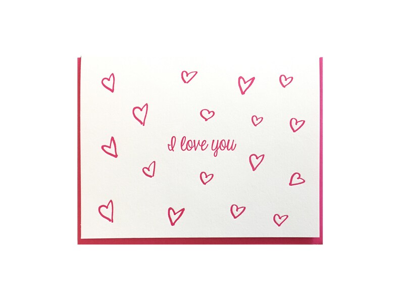 I Love You Hearts Valentine's Day Card Love Card - Etsy