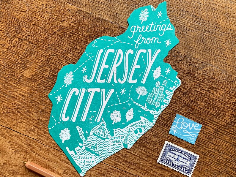 Jersey City Postcard, Greetings From Jersey City, New Jersey, Die Cut ...