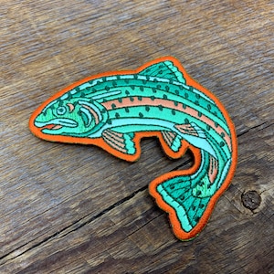 Trout Patch, Fishing Patch, Rainbow Trout Patch, Single Embroidered ...