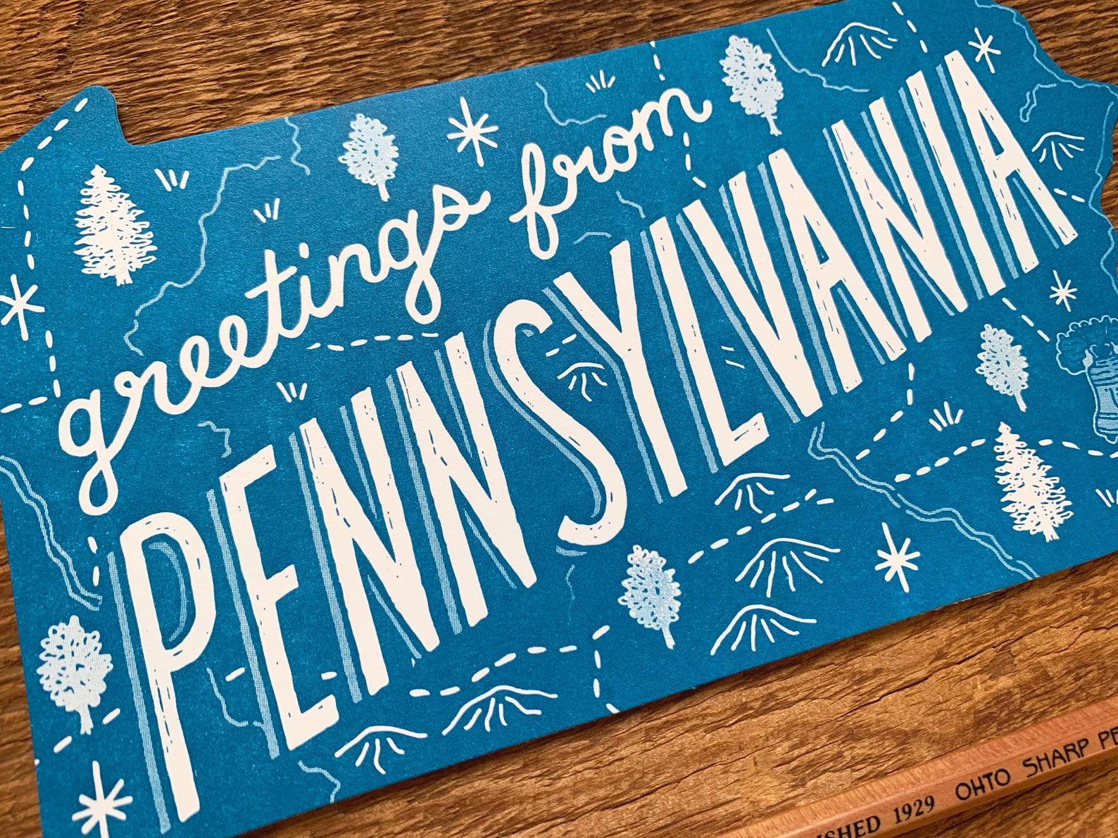Pennsylvania Postcard Greetings From Pennsylvania Die Cut - Etsy