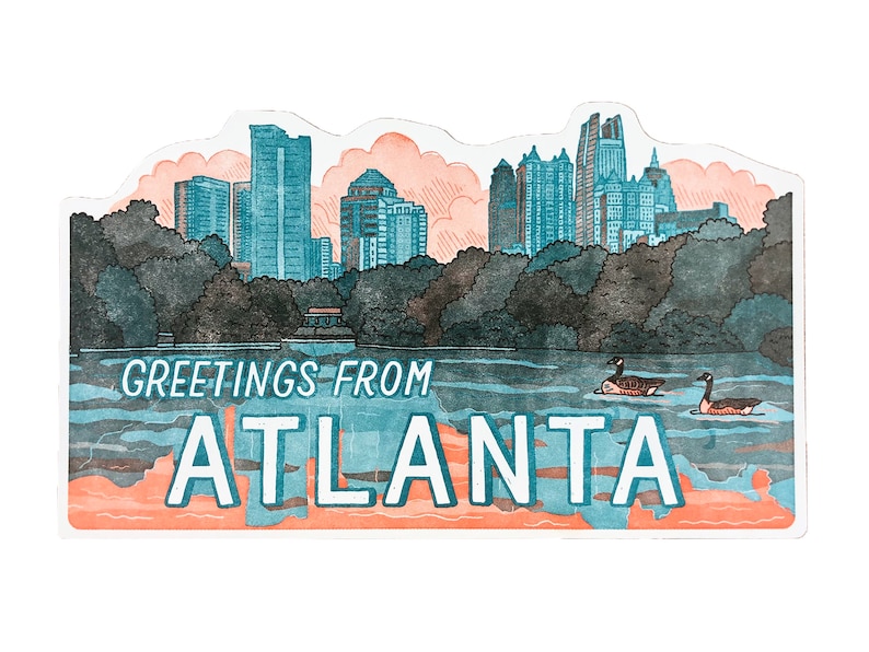 Atlanta Skyline Postcard, Greetings From Atlanta Georgia, Die Cut ...