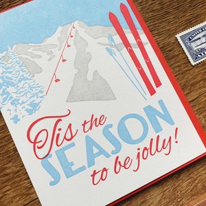 Tis the Season to Be Jolly, Holiday Skiing, Boxed Set of 6 Letterpress ...