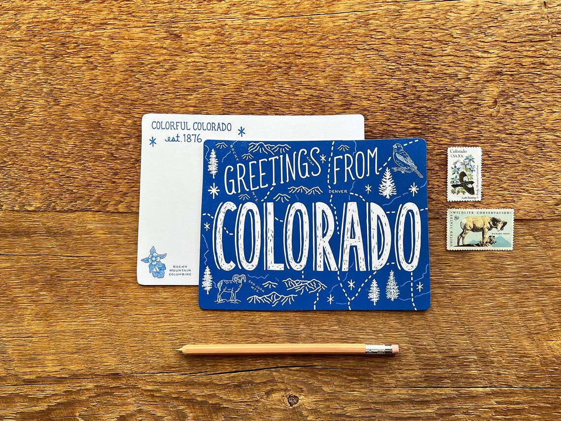 Colorado Postcard, Greetings From Colorado, Die Cut Letterpress State ...