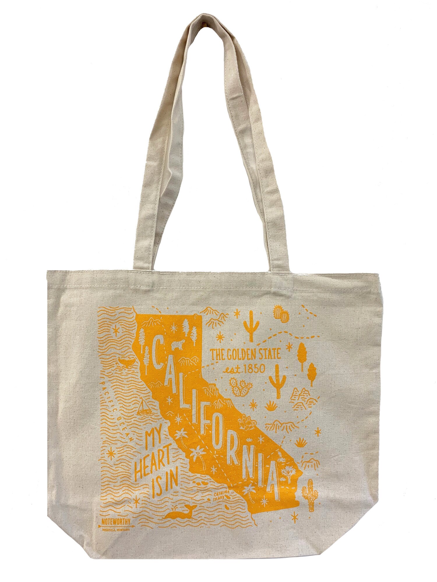 California Tote Bag, My Heart is in California, Canvas Tote Bag, Screen ...