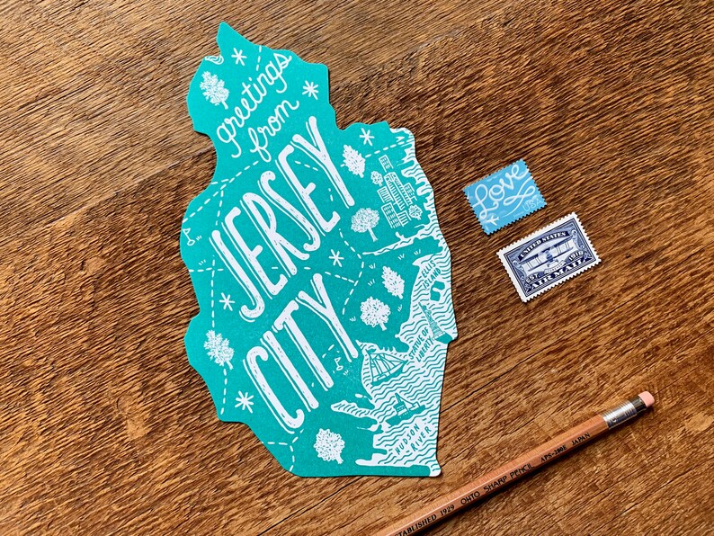 Jersey City Postcard, Greetings From Jersey City, New Jersey, Die Cut ...