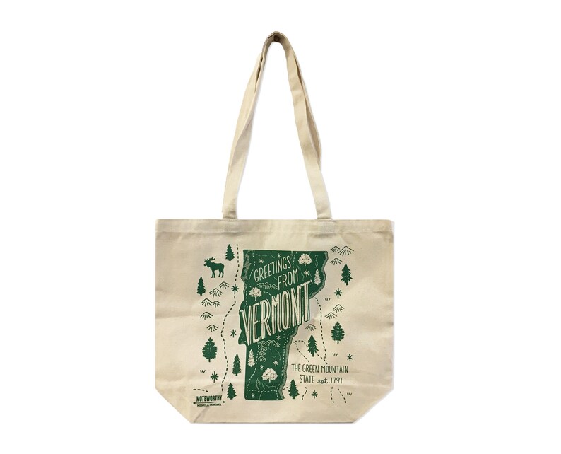 Vermont Tote Bag Greetings From Vermont Canvas Tote Bag - Etsy