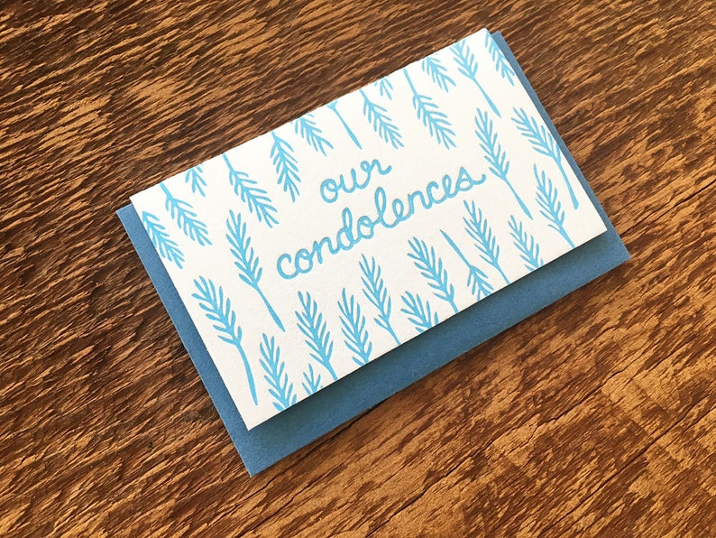 Our Condolences, Enclosure Card, Mini Card, Letterpress Folded Mini ...