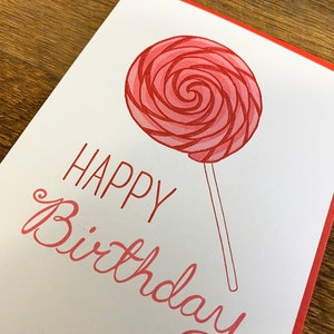 Happy Birthday Lollipop Card, Kid's Birthday Card, Letterpress Folded ...