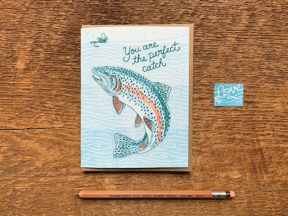 Perfect Catch Love Card Fishing Card Outdoors Card - Etsy