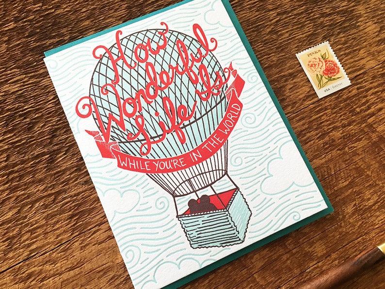 How Wonderful Letterpress Note Card Blank Inside | Etsy