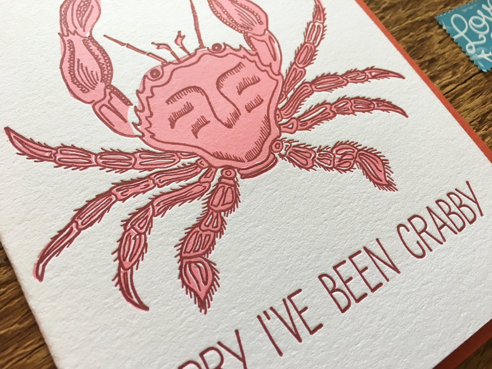 Sorry I've Been Crabby, Crab Card, Sorry Card, Letterpress Note Card ...