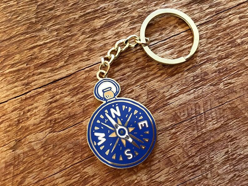 Compass Enamel Keychain Explore Keychain Single Hard Enamel - Etsy