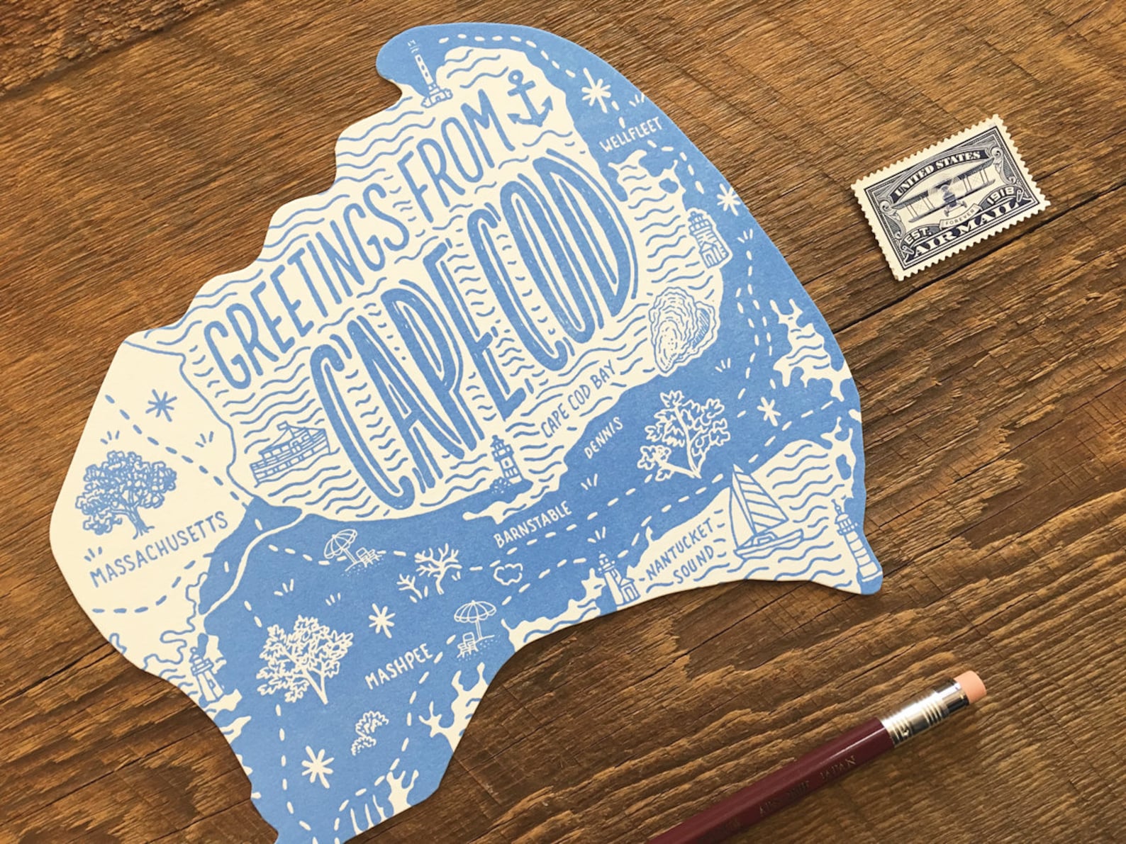 Cape Cod Postcard Greetings From Cape Cod Massachusetts Die - Etsy