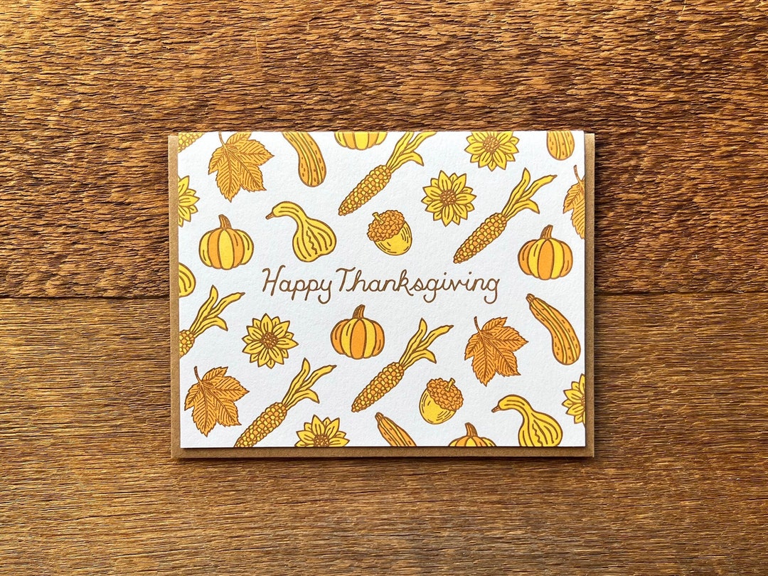Happy Thanksgiving, Thanksgiving Card, Letterpress Folded Note Card ...