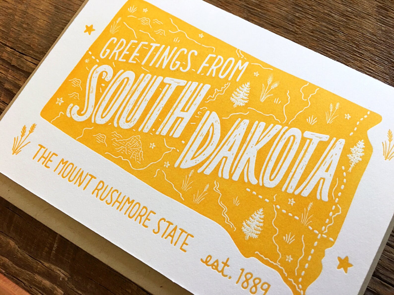 South Dakota Greeting Card, Greetings From South Dakota, A6 Folded Note ...