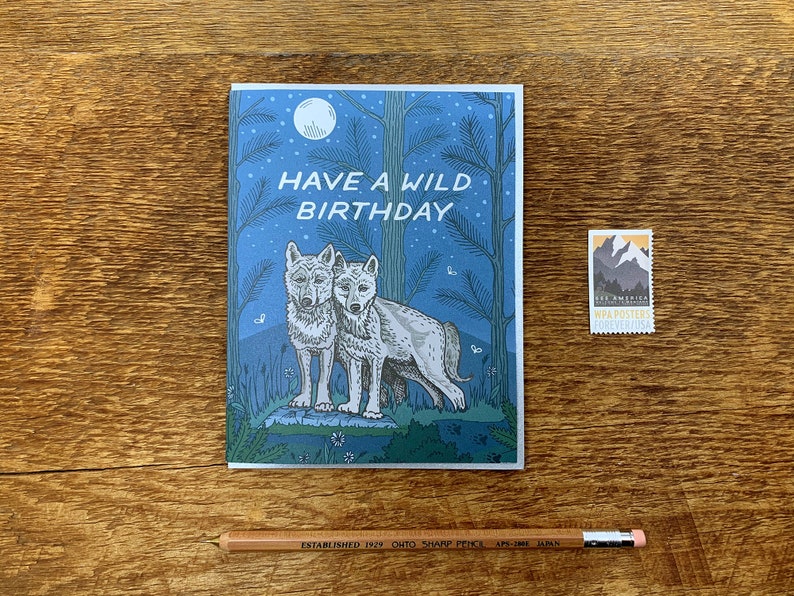 Wild Wolves Birthday Card, Wild Birthday Card, Foil Printed Greeting ...