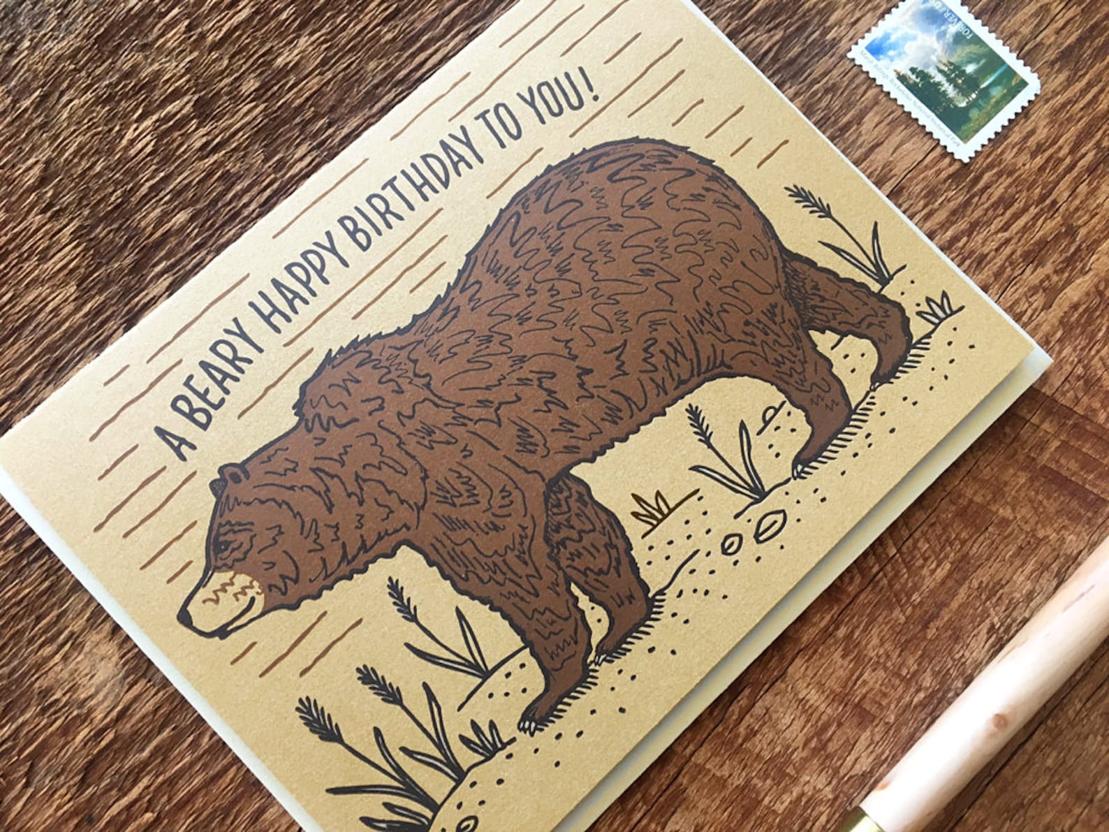 A Beary Happy Birthday to You Grizzly Bear Birthday Card - Etsy