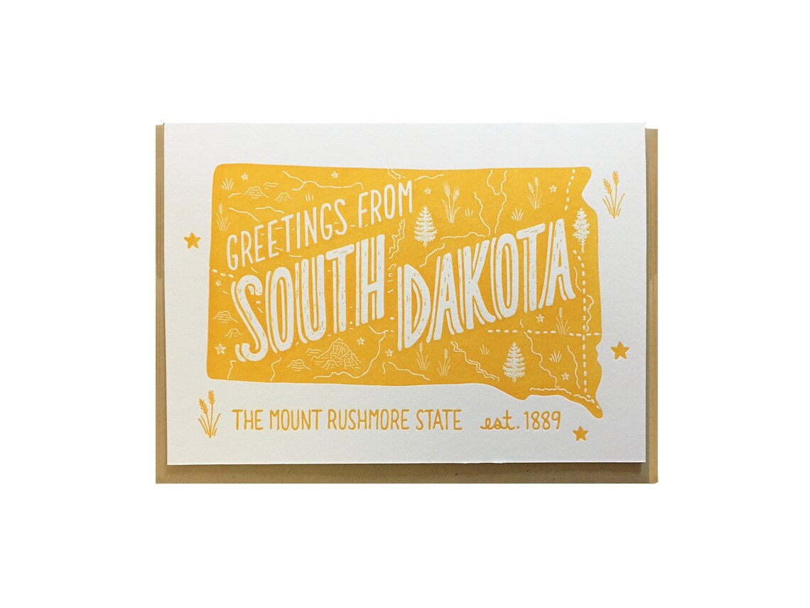 South Dakota Greeting Card, Greetings From South Dakota, A6 Folded Note ...
