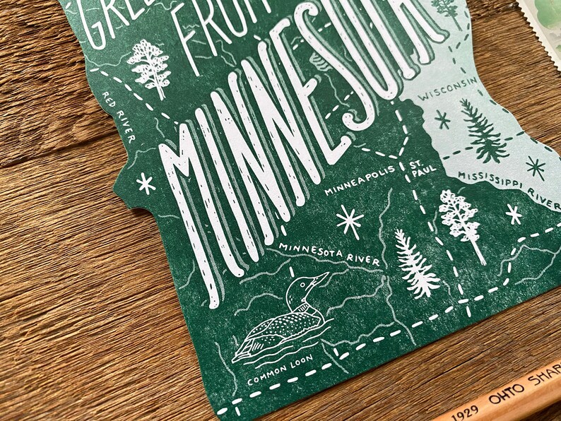 Minnesota Postcard Greetings From Minnesota Die Cut - Etsy