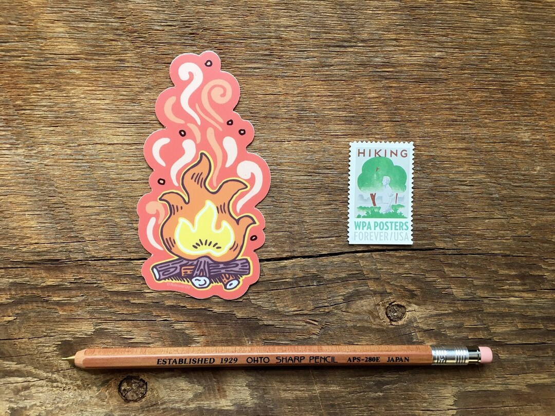 Campfire Sticker, Outdoors Sticker, Single Die Cut Vinyl Sticker - Etsy
