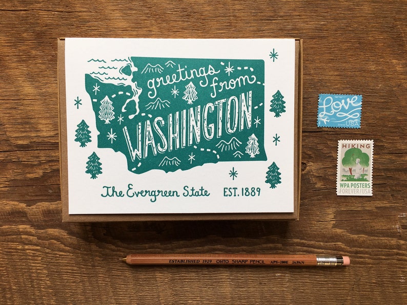 Washington Greeting Card, Greetings From Washington, Boxed Set of ...